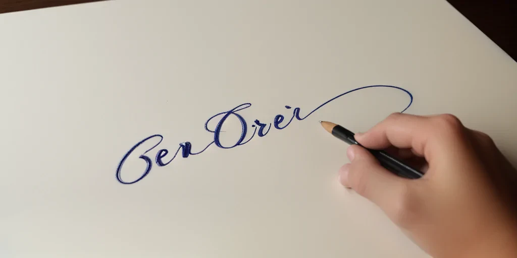 Artistic Handwriting: A Beautiful Signature in Elegant Blue Ink