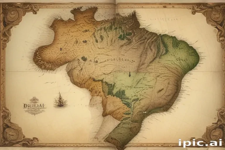 Detailed Vintage Map of Brazil Showcasing Geographic Features and Landforms