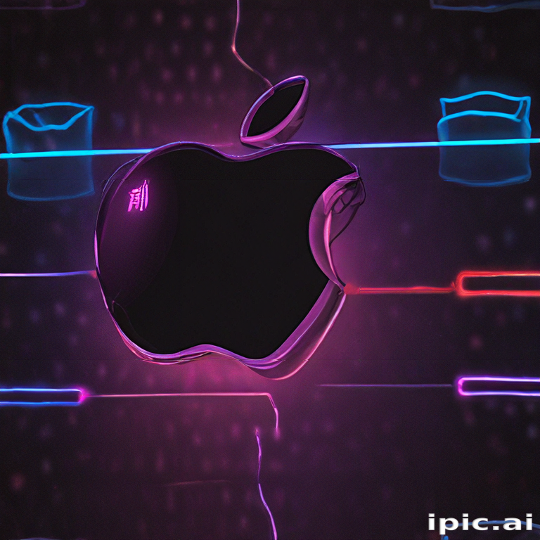 Futuristic Apple Logo Illuminated with Neon Lights and Vibrant Colors