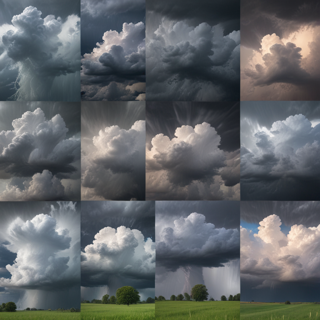A composed image of different types of weather
