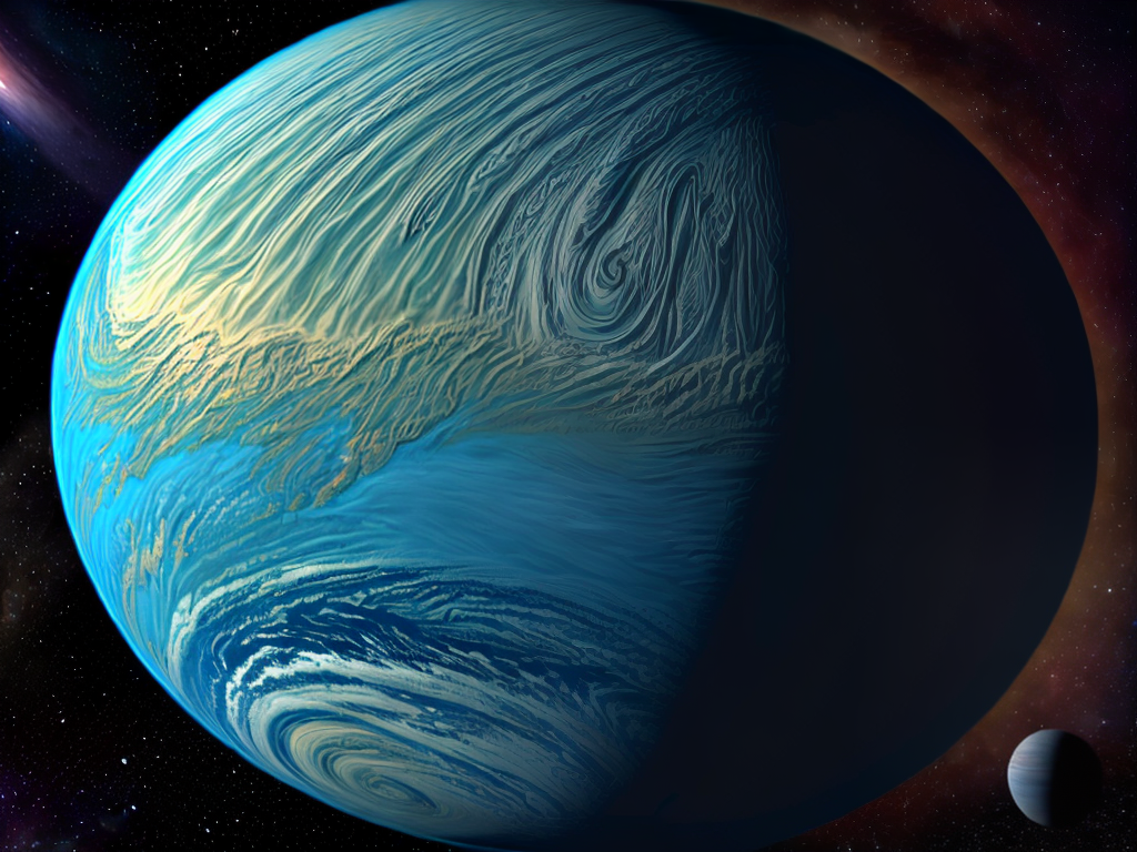 blue gas planet taken by the voyager 2 probe