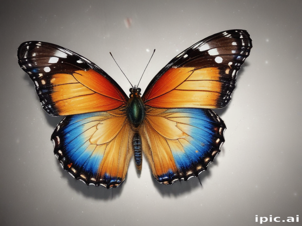 Vibrant Butterfly Displaying Stunning Orange and Blue Wing Patterns