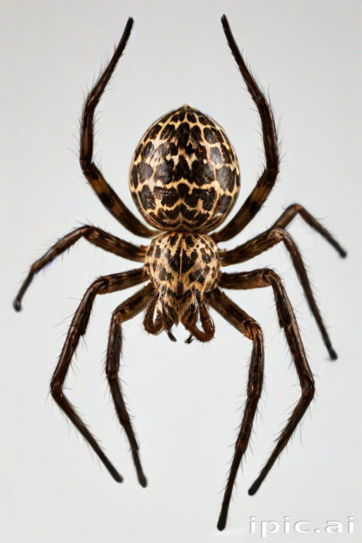 Intricate Details of a Brown and Black Spotted Spider Close-Up