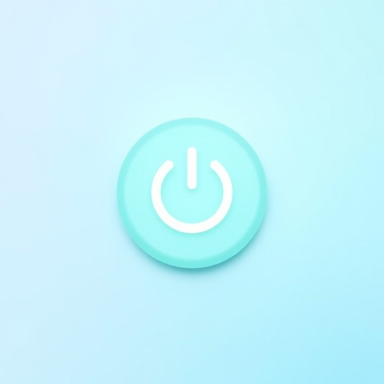 Stylized Power Button Icon Against a Soft Blue Background Design