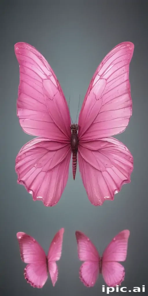 Elegant Pink Butterflies Displaying Their Beauty Against a Soft Gray ...