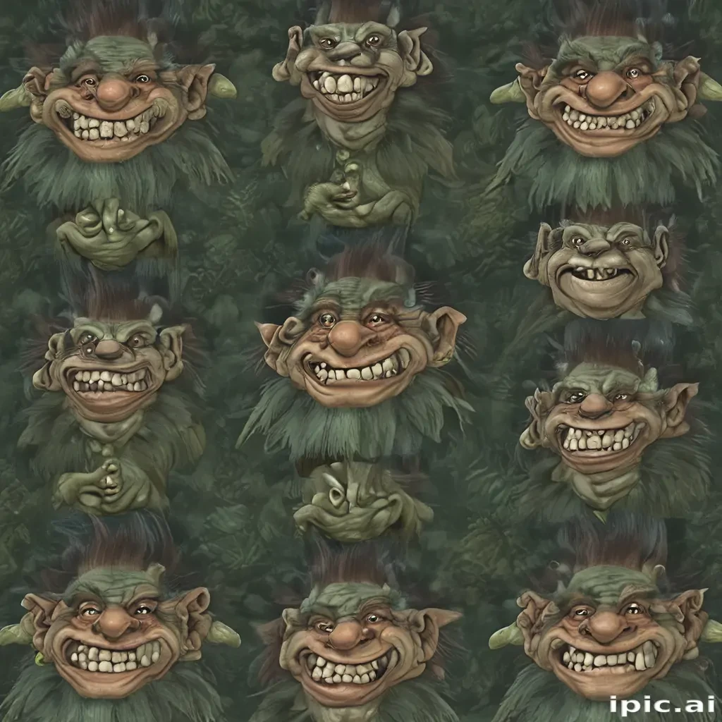 Whimsical Troll Expressions: A Collection of Playful and Mischievous Faces