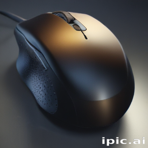 Close-Up of a Sleek Black Computer Mouse on a Reflective Surface