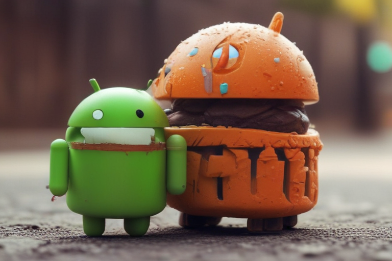 Two Adorable Android Figures Standing Together in a Playful Setting