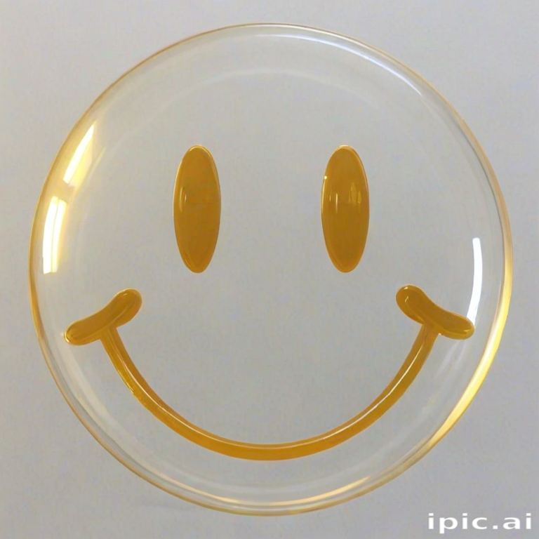 Bright and Cheerful Yellow Smiley Face on a Clear Circular Background
