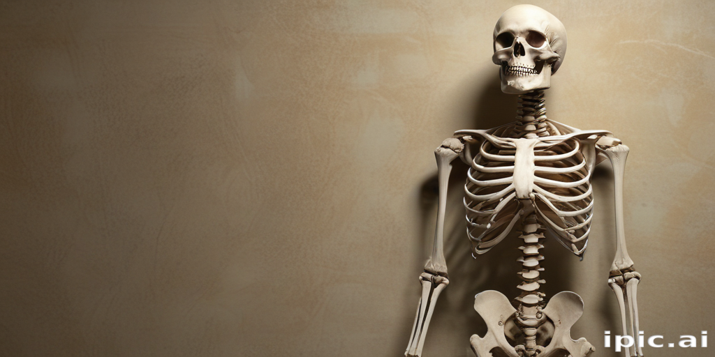 Realistic Human Skeleton Model Displayed Against a Plain Background Wall