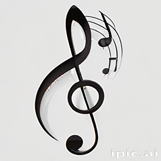 Elegant Musical Note Design with Treble Clef and Artistic Flourishes