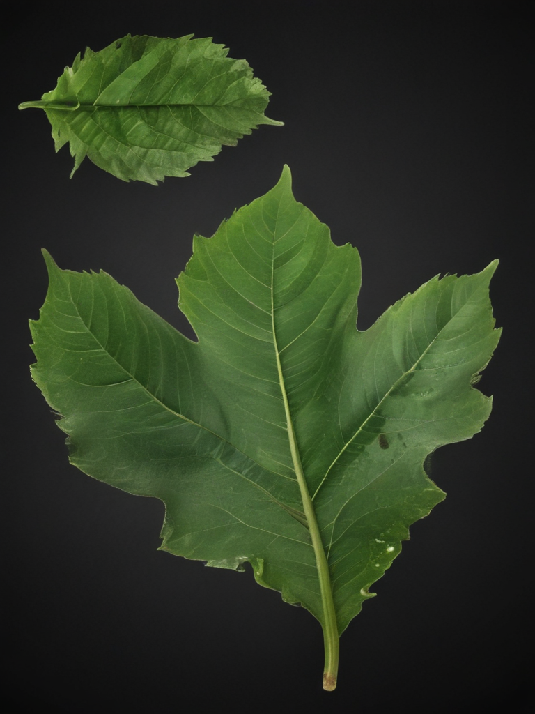 Comparison of Two Distinct Leaf Types Against a Dark Background