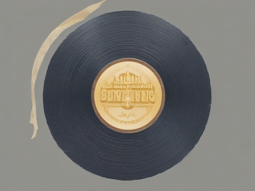 Vintage Vinyl Record with Intricate Label Design and Worn Edges