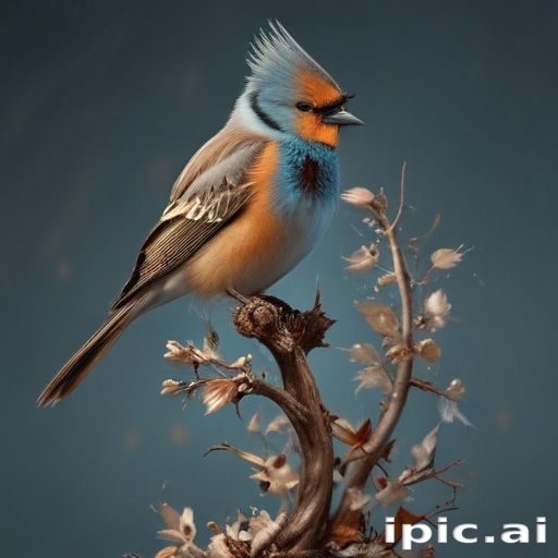 Vibrant Bird Perched Elegantly on a Delicate Branch Against a Blue ...