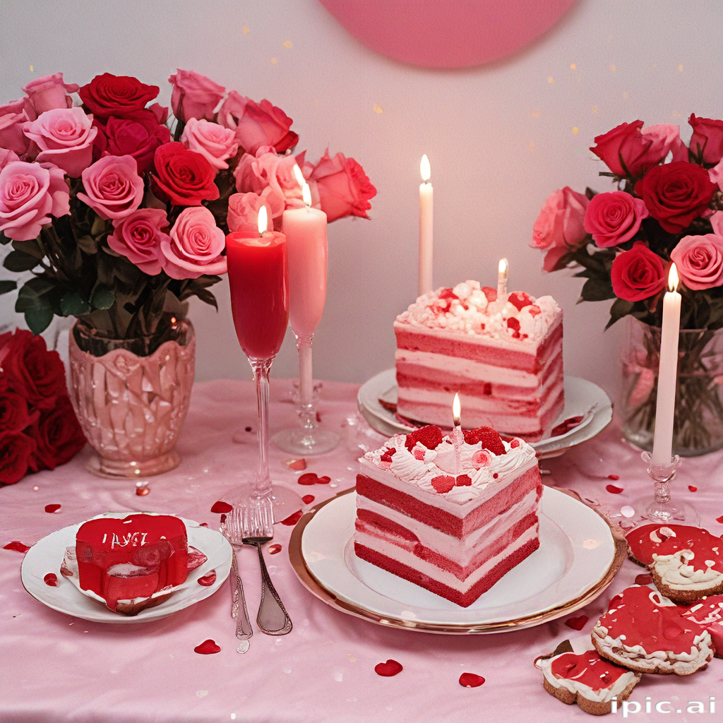 A Romantic Dessert Table Decorated with Roses and Sweet Treats for ...