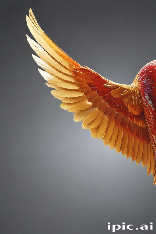 Exquisite Detail of a Vibrant Orange and Red Bird Wing