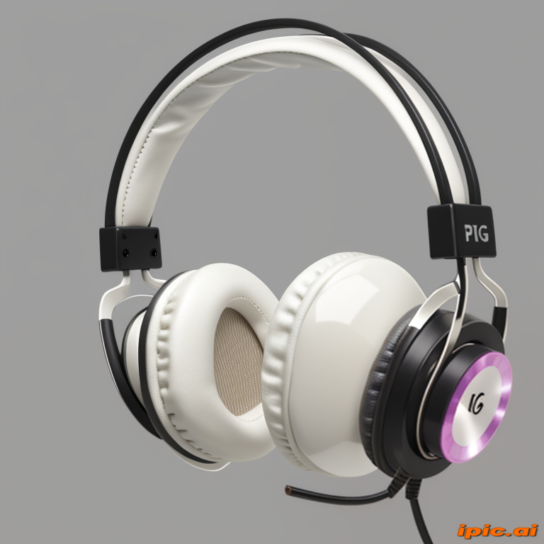 Stylish White Gaming Headset with Colorful LED Lights and Comfortable ...