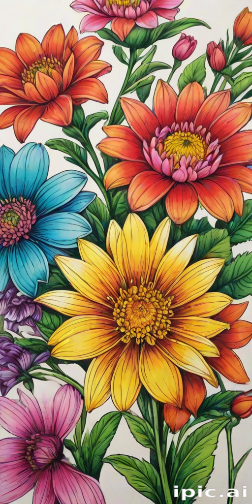 Vibrant Floral Arrangement Featuring Colorful Blooms in a Lush Garden