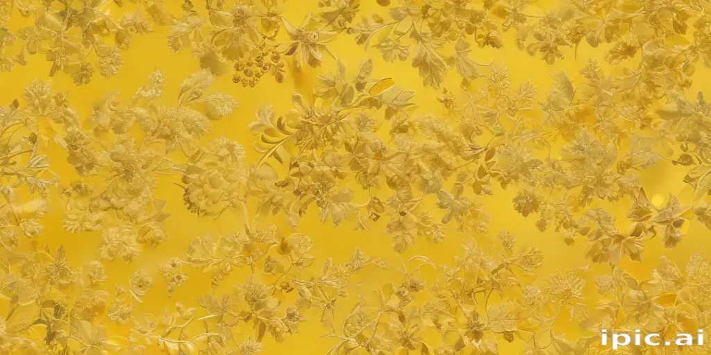 Bright Yellow Floral Background with Intricate Leaf and Flower Patterns