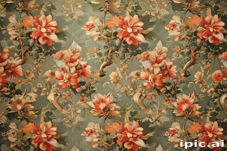 Vibrant Floral Wallpaper Design Featuring Lush Blooms and Delicate Foliage