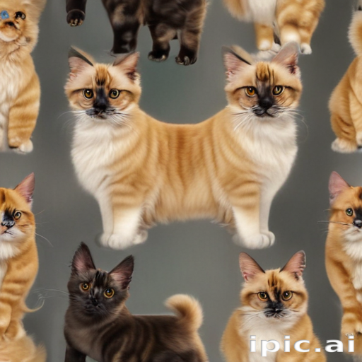 A Whimsical Array of Colorful Cats Playfully Posed Against a Grey ...