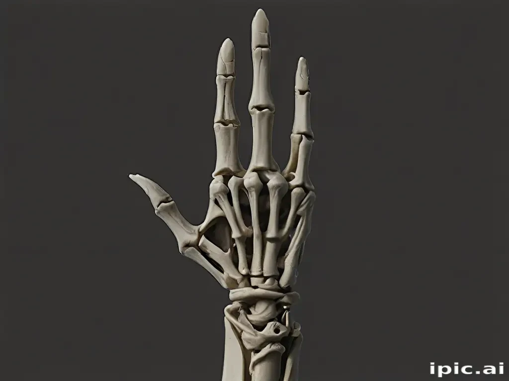 Anatomical Model of a Human Hand Skeleton Displaying Detailed Bone ...