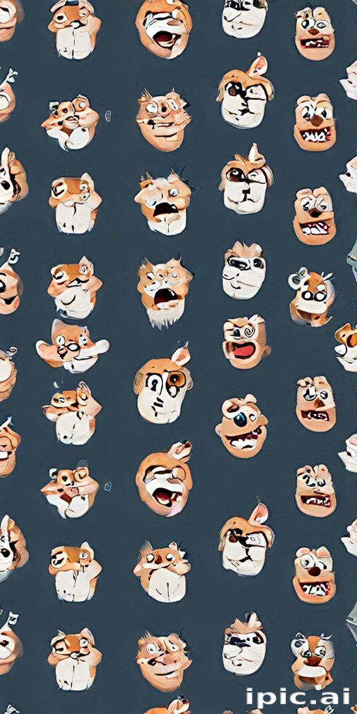 A Colorful Collection of Cartoon Faces Expressing Various Emotions and ...