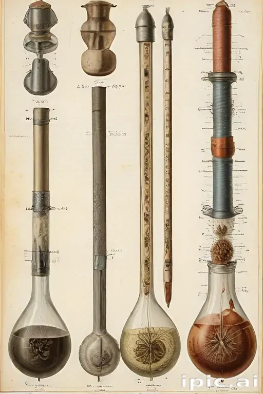 Intricate Collection of Vintage Scientific Instruments and Glassware ...