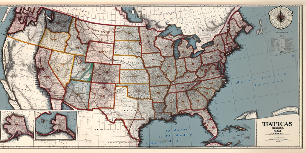 Detailed Historical Map of the United States with State Boundaries and ...