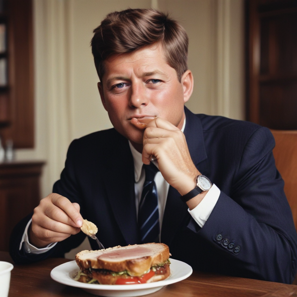 president Kennedy eating bugger