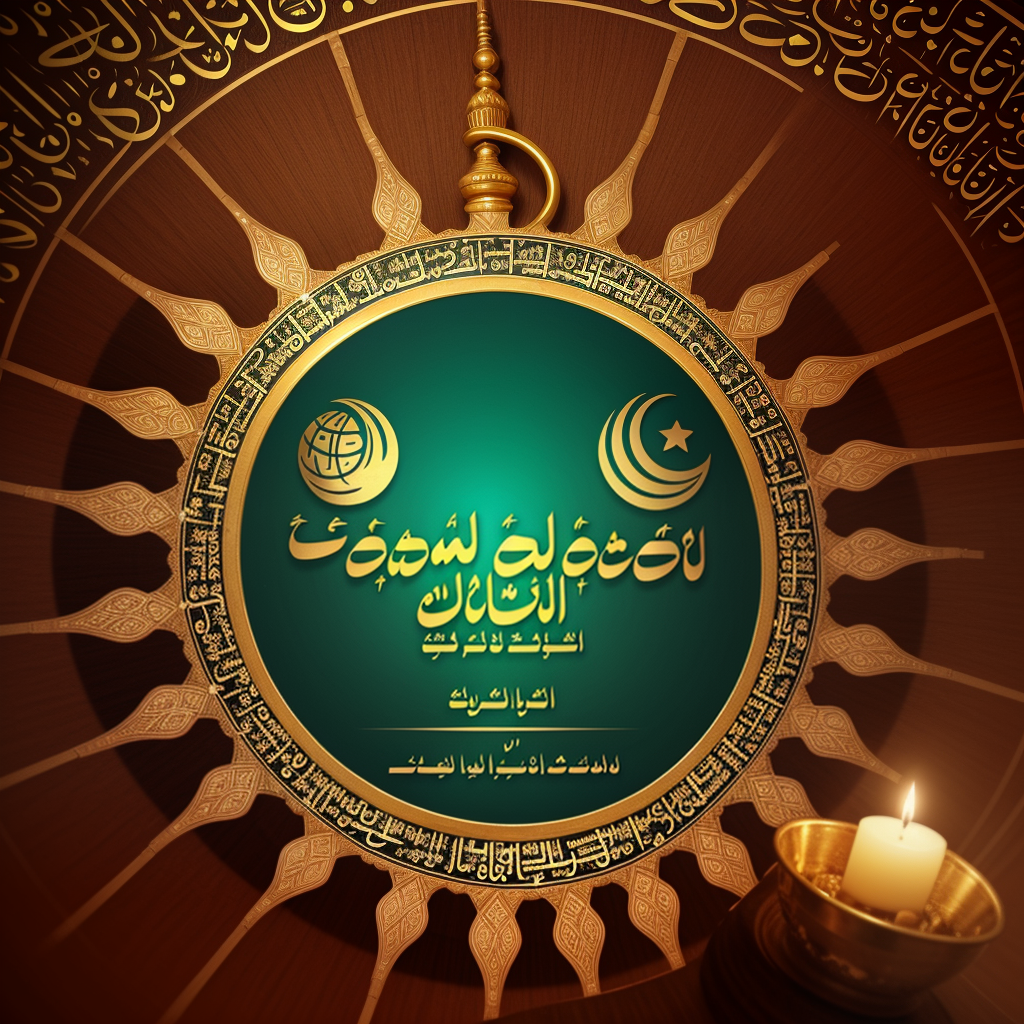 An Ornate Islamic Symbol Featuring Calligraphy and Decorative Elements