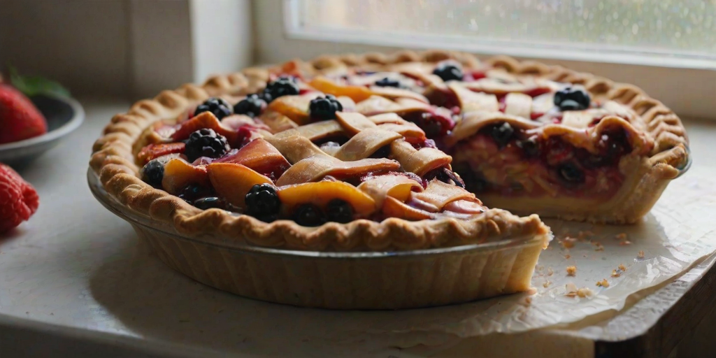 A Delicious Homemade Fruit Pie with Colorful Apples and Blackberries ...