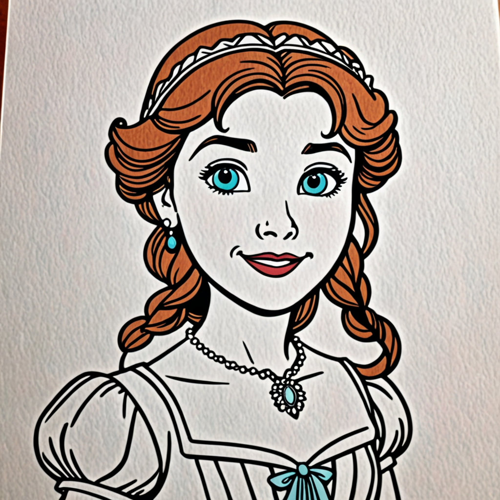 Wendy Darling from cartoon Peter Pan line art