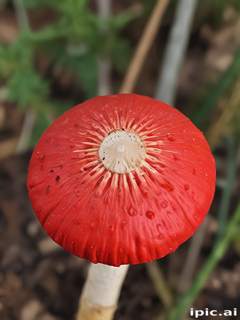 Vibrant Red Mushroom with Distinctive Cap and Textured Surface in Nature.