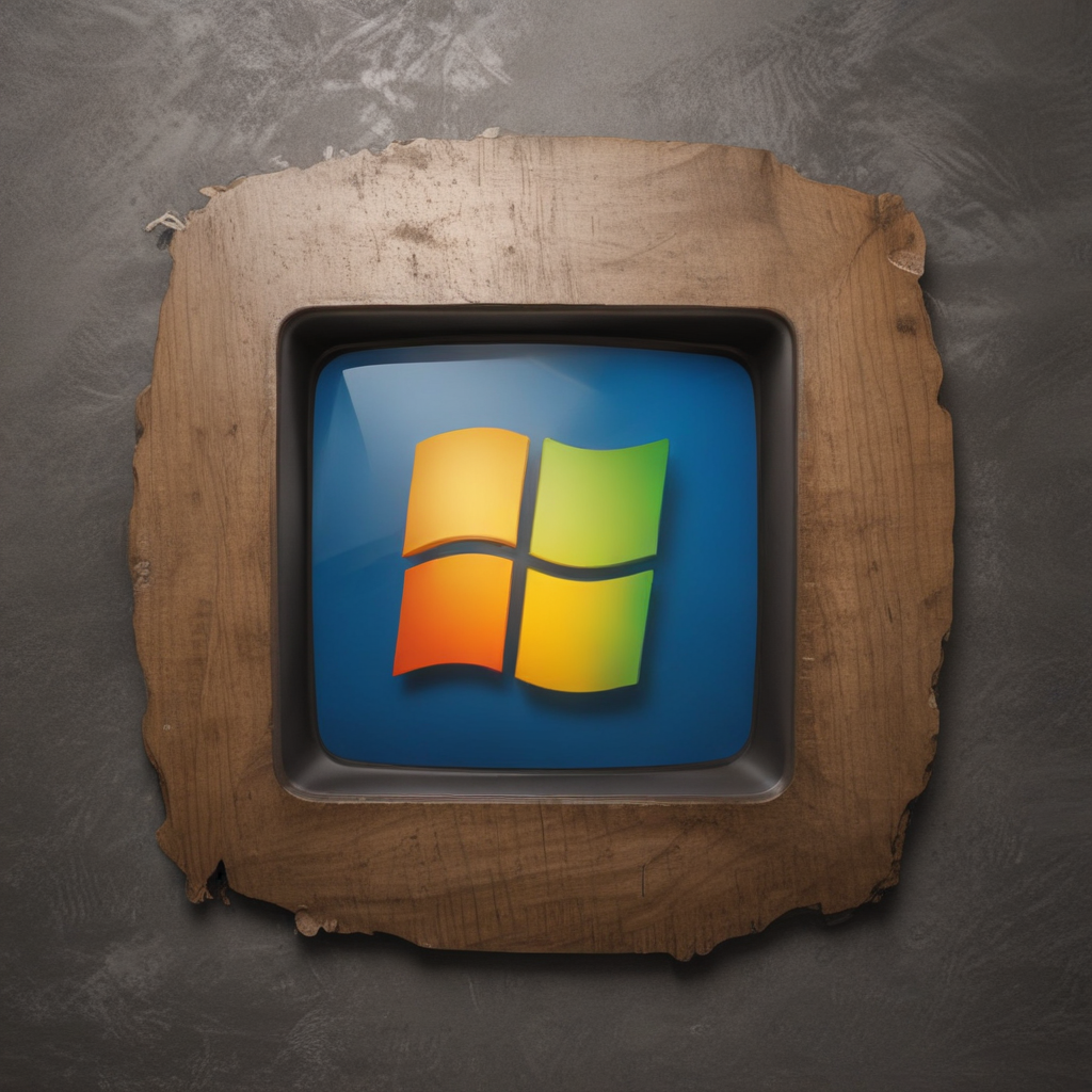 A Vintage-Inspired Display of the Iconic Windows Logo on Wood Background