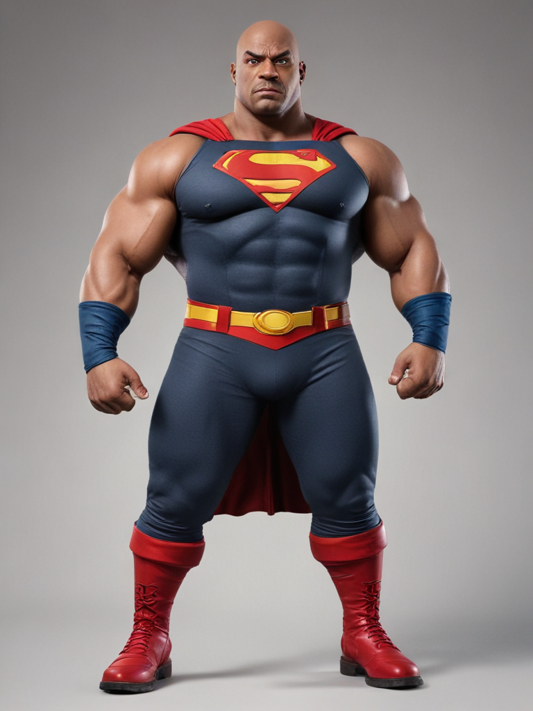 huge muscular overweight strongman, bald, black man, in realistic ...