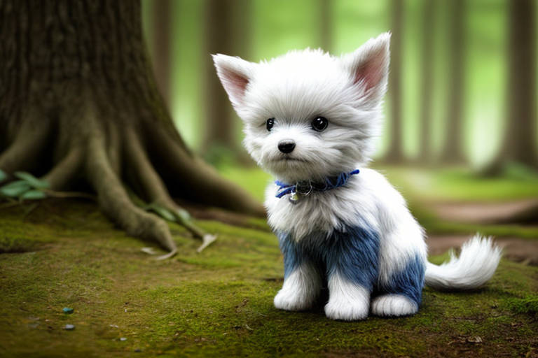 baby cute fluffy mythological creature in the forest