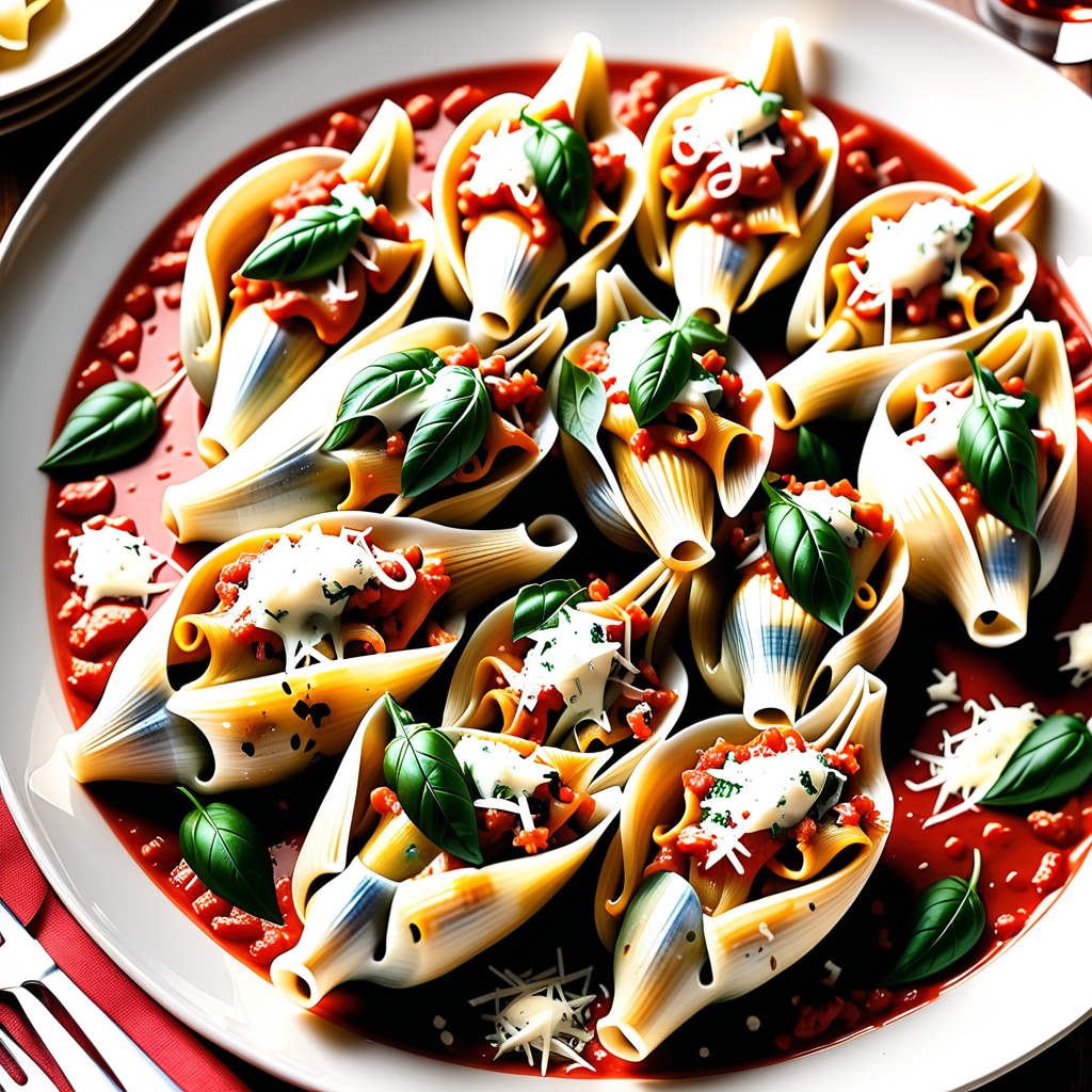 A Delightful Platter of Stuffed Shell Pasta in Rich Tomato Sauce