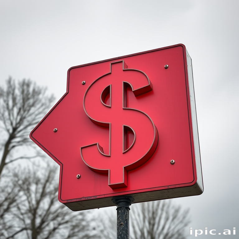 A Bright Red Dollar Sign Pointing the Way to Financial Opportunities Ahead