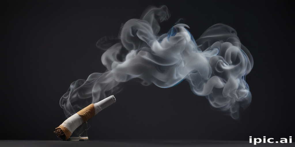 Artistic Representation of a Cigarette Emitting Whimsical Smoke Patterns