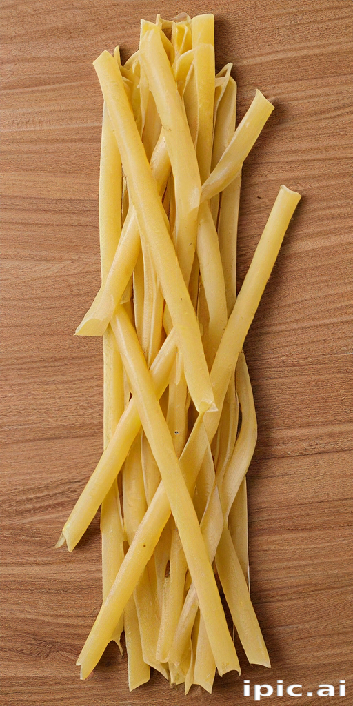 Freshly Made Pasta Strips Arranged Neatly on a Wooden Surface