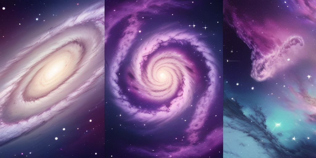 Stunning Cosmic Artwork Featuring Three Unique Spiral Galaxies in Space