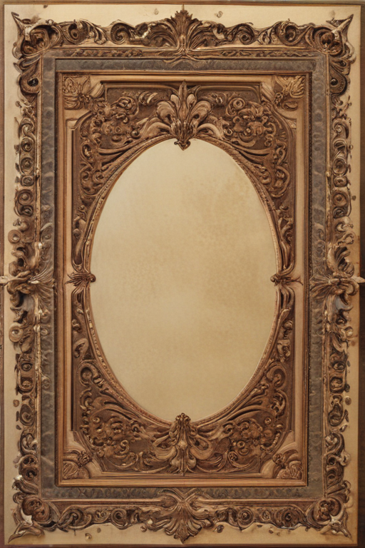 Elegant Vintage Mirror Frame with Intricate Floral and Decorative Details