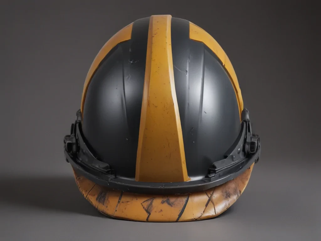 Sturdy Yellow and Black Construction Helmet with Visible Wear and Tear