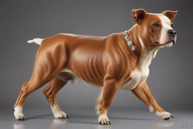A Playful Brown Dog with a Stylish Collar Poses Gracefully for the Camera