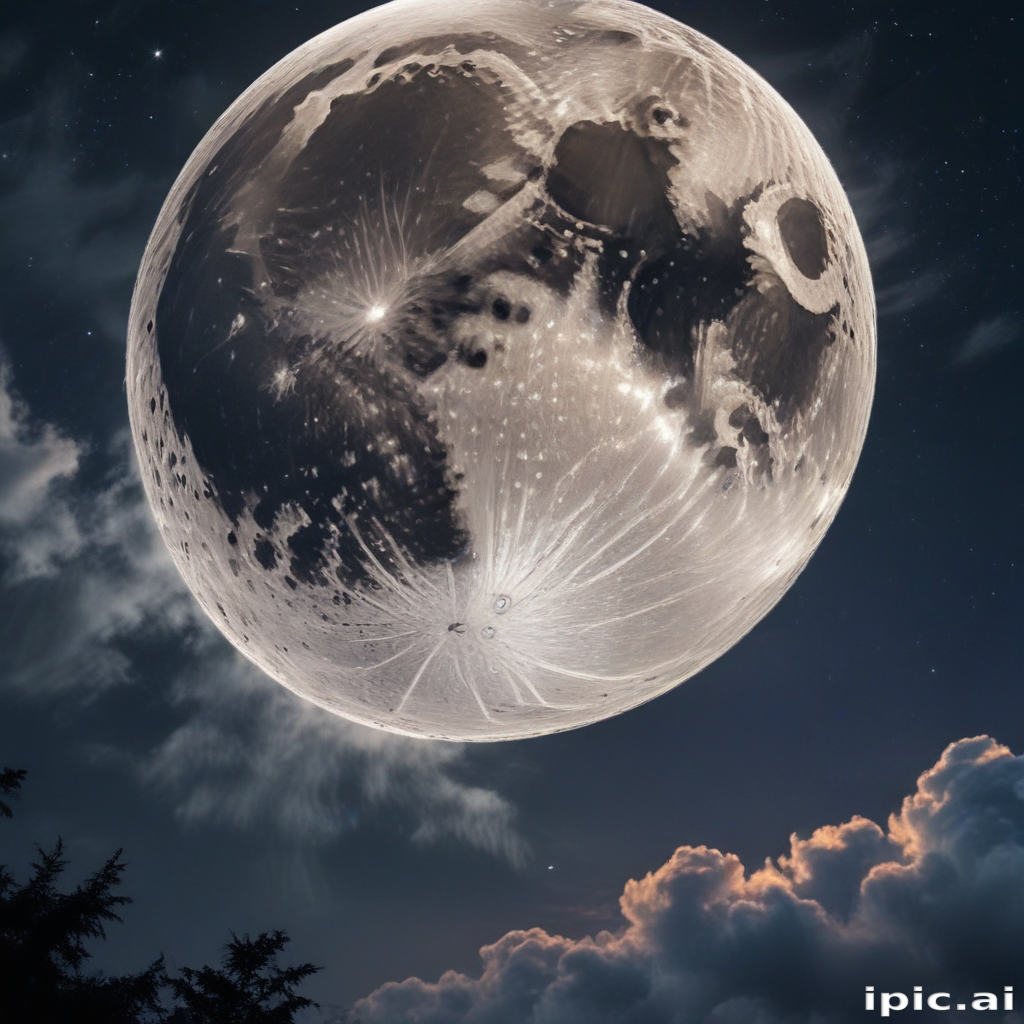 A Majestic Full Moon Illuminating the Night Sky with Dramatic Clouds.