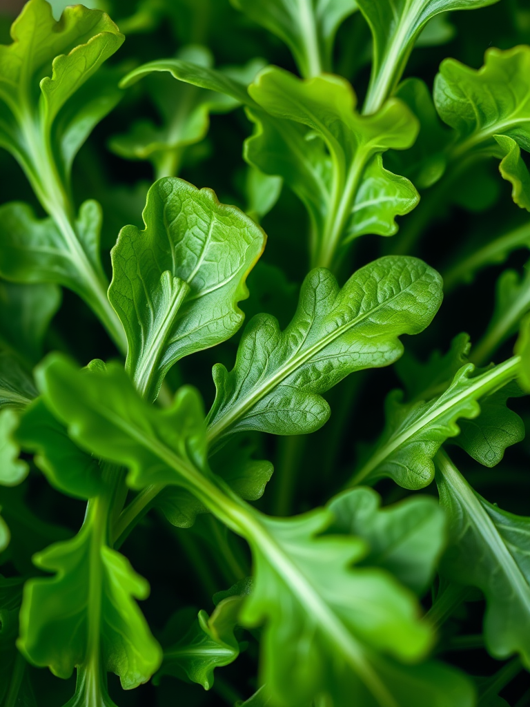 Vibrant Green Leaves of Fresh Arugula Growing in a Garden