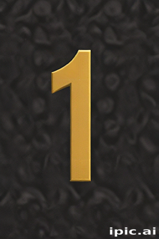 Stylized Golden Number One Against a Textured Black Background Design