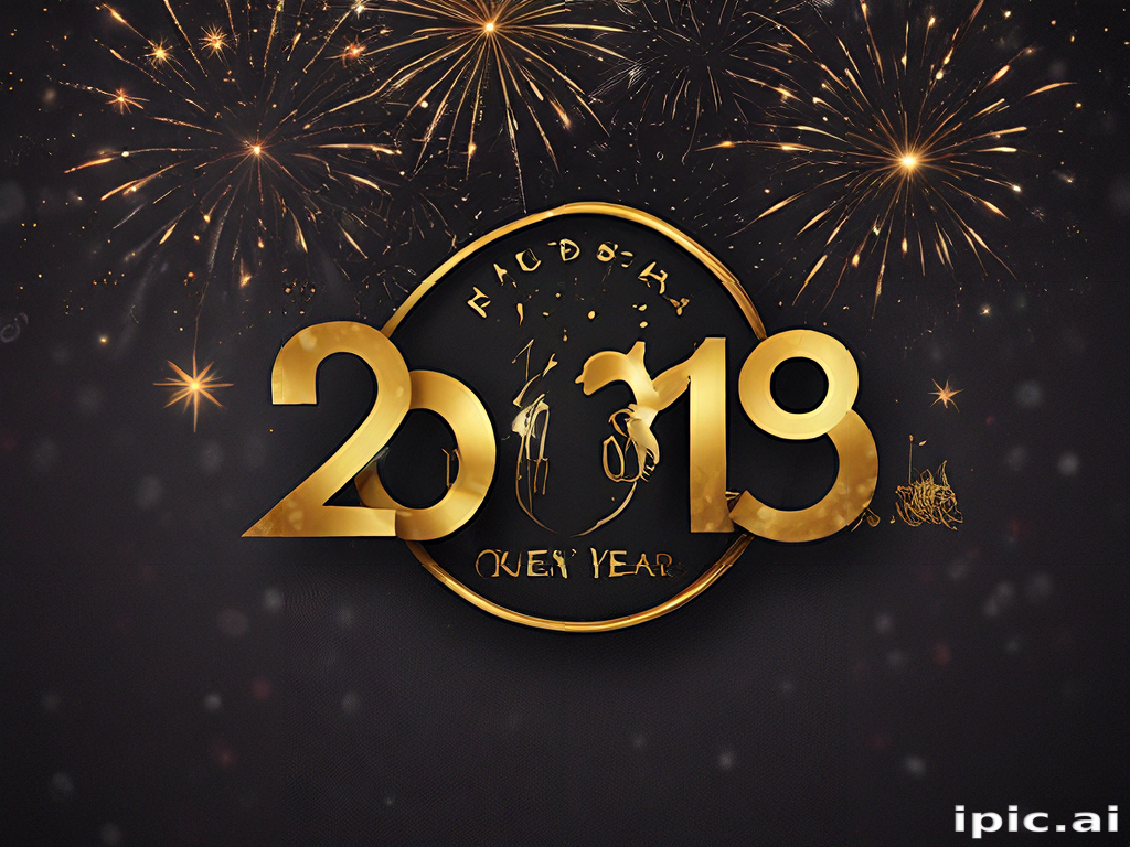 Celebrating the New Year 2019 with Festive Fireworks and Golden Glamour