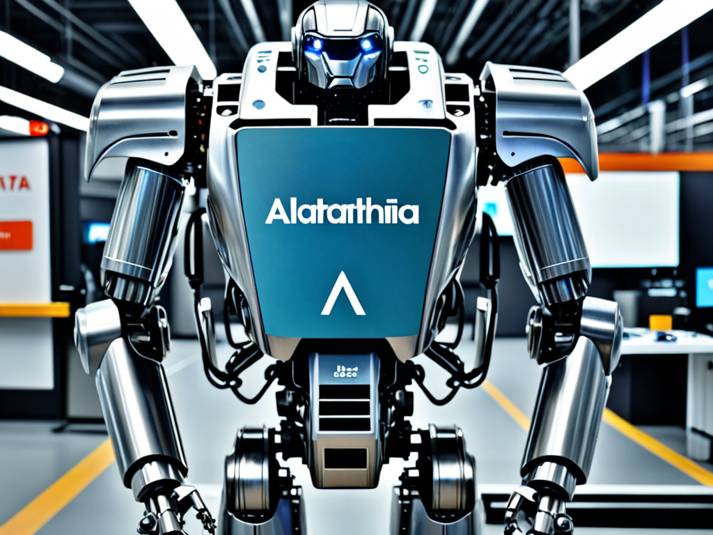An intelligent machine with logo of my company name Alathka Ai